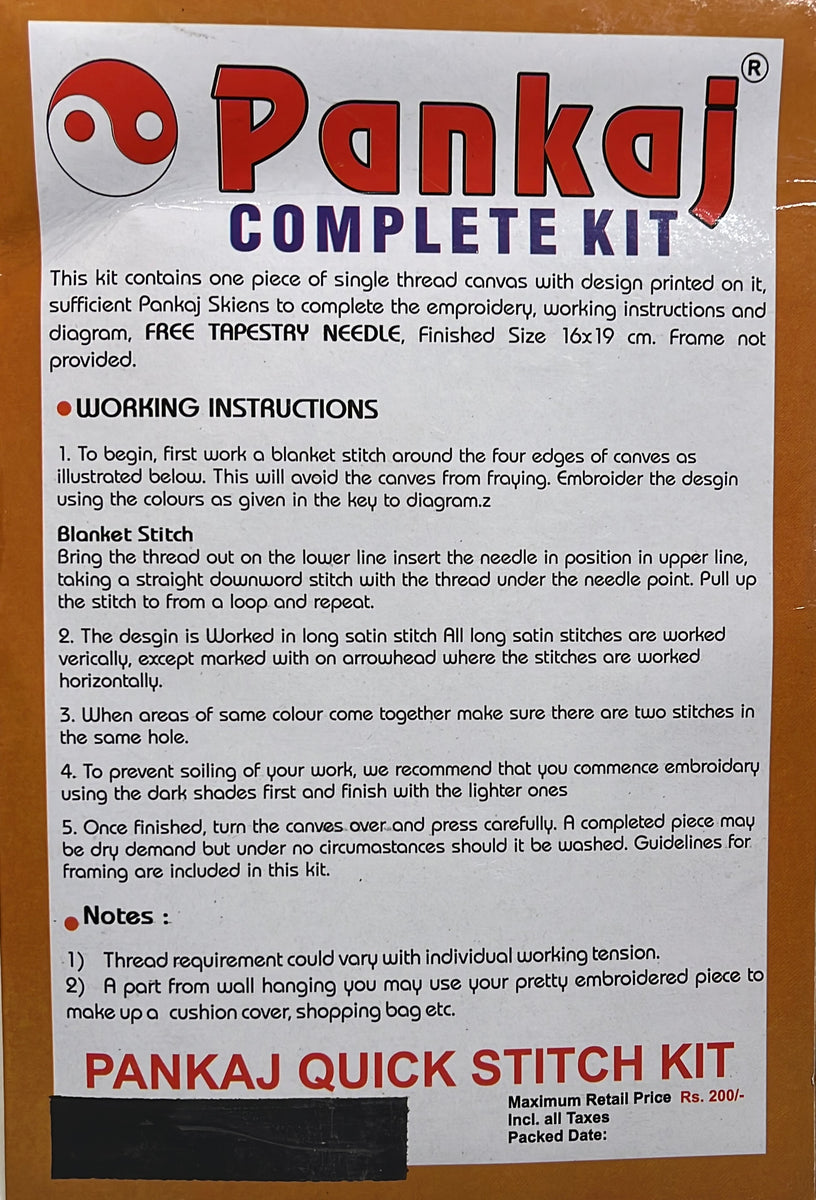 PANKAJ Quick STITCH KIT small - 16x19cm – KnowHowArtCraft
