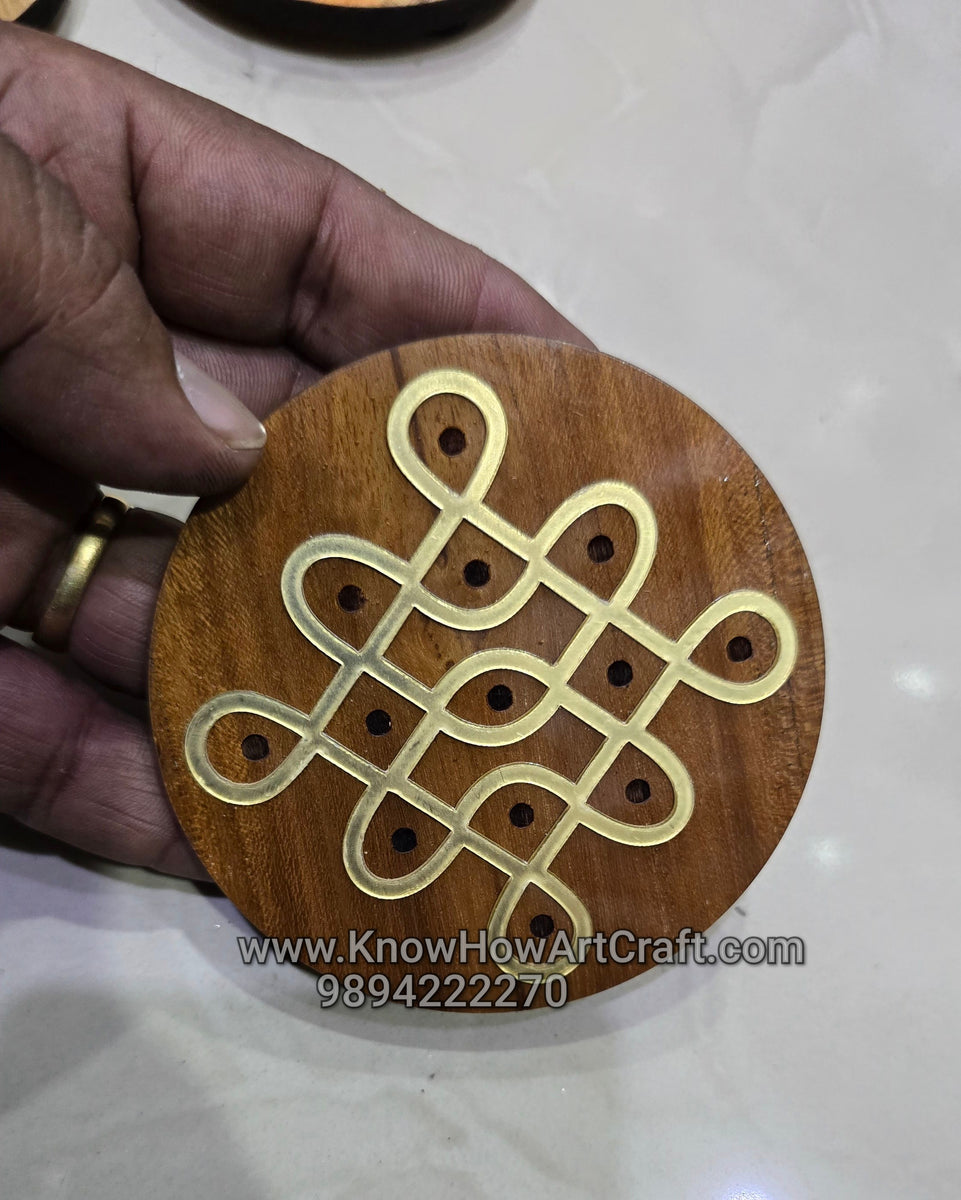 Rangoli teak wood Pooja Swamy stand 6 inch-4 Piece set – KnowHowArtCraft