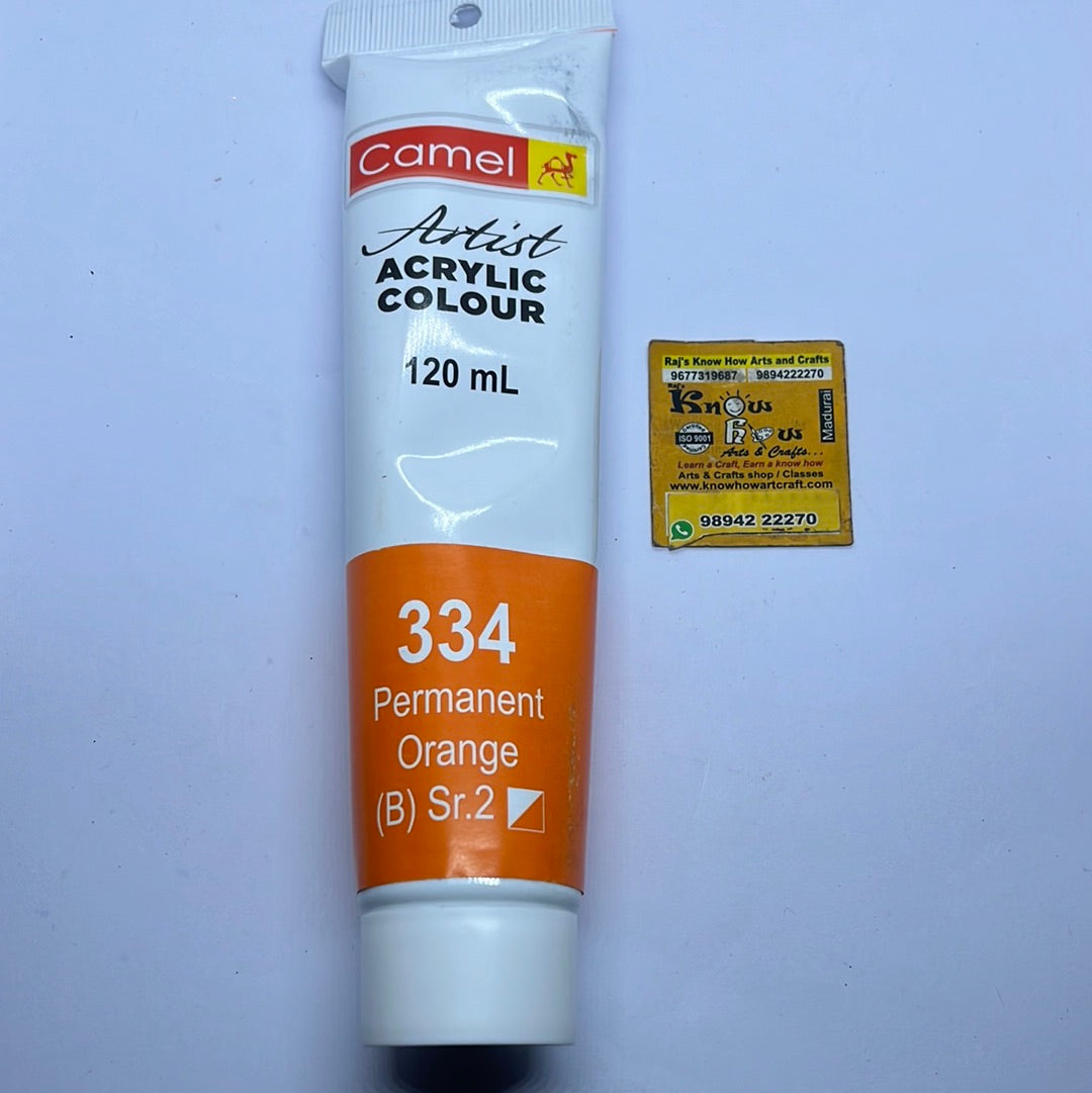 Permanent orange -120ml Camlin Artist range acrylic colours-8901425017 ...