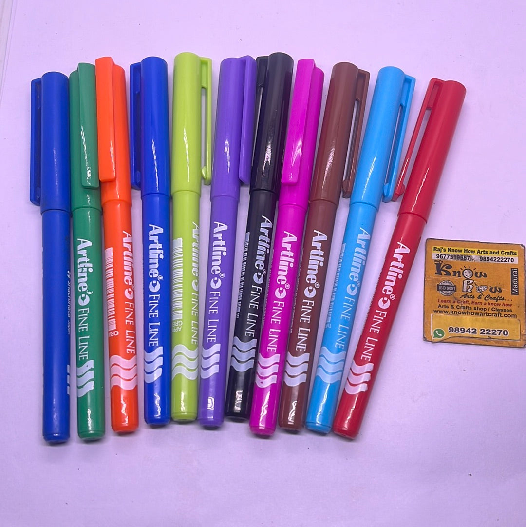 Artline Fine line 10 vibrant multicolour writing pen. – KnowHowArtCraft