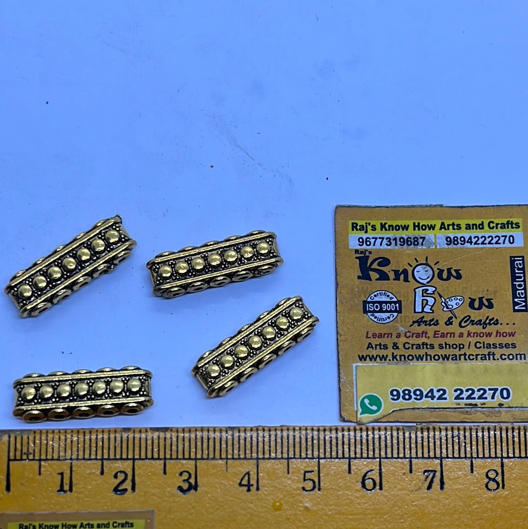 Antique gold five string hole rectangle connector for jewelry making 4 ...