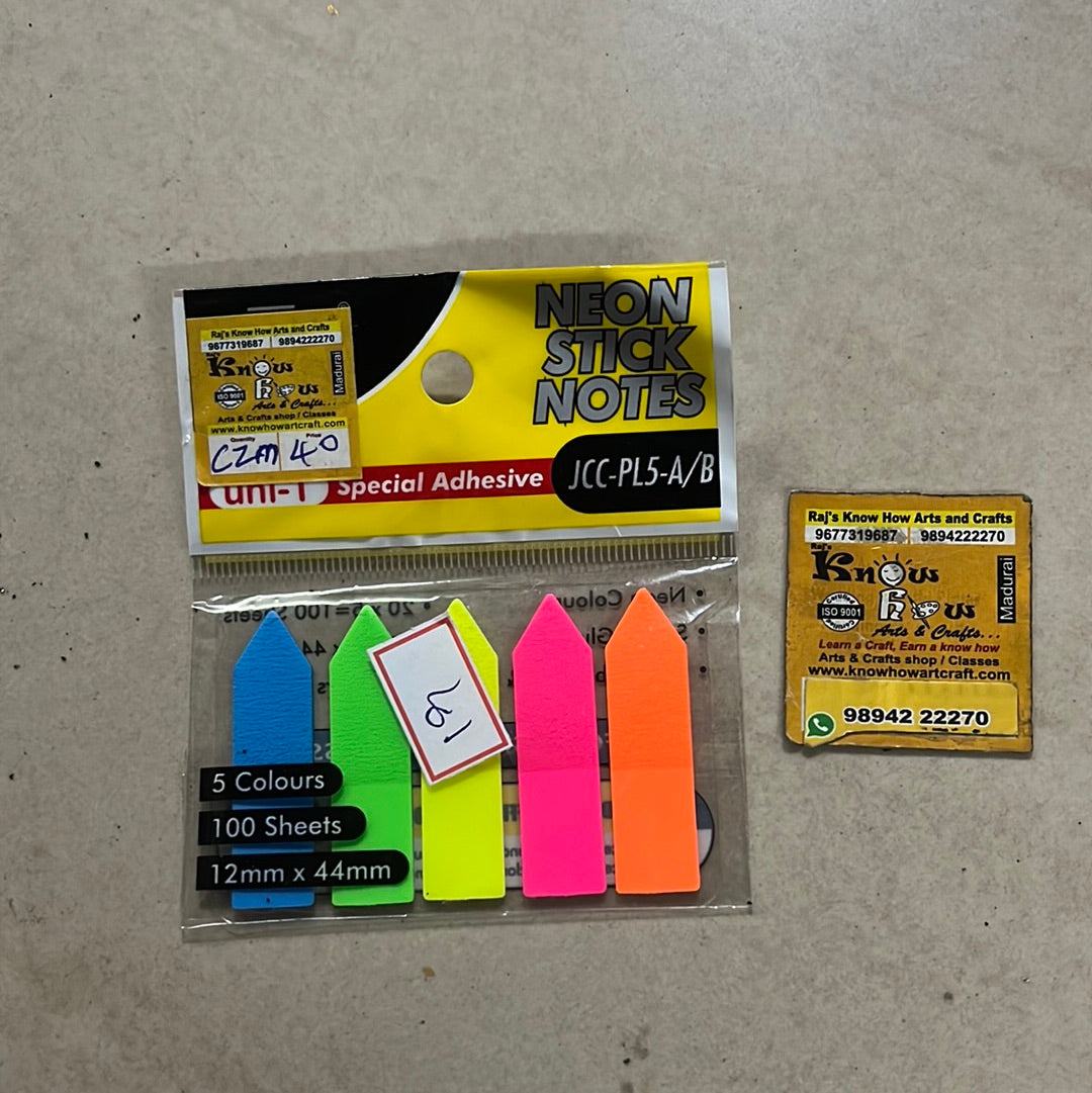 Neon stick notes 5 colours – KnowHowArtCraft