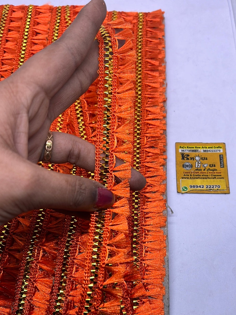 Bright orange golden punch lace - 5 metre in a pack – KnowHowArtCraft