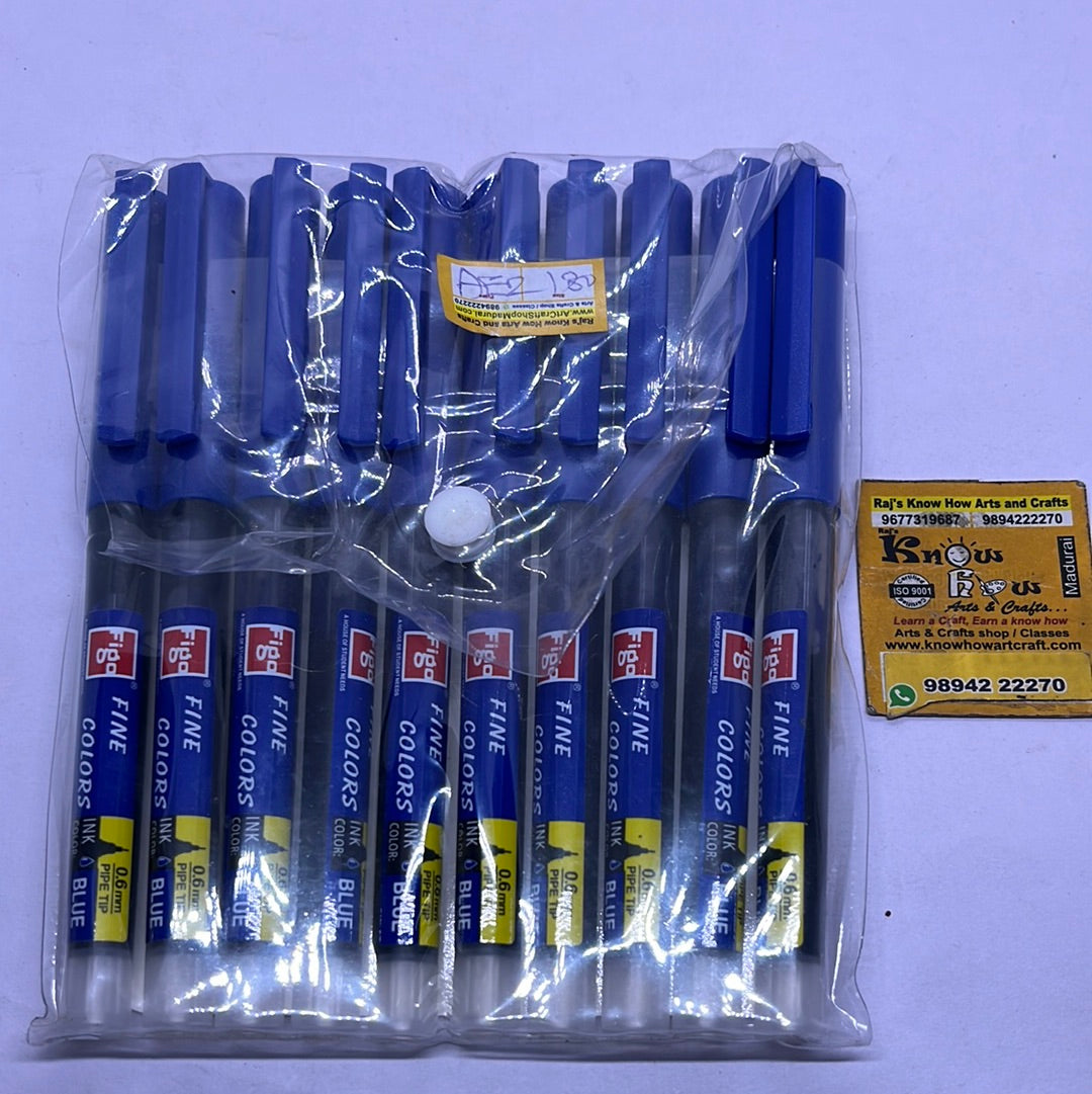 Figo Fine colors ink color blue pen 0.6mm 10 nos – KnowHowArtCraft