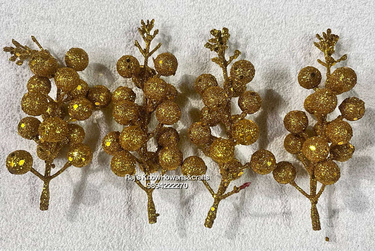 Artificial berries Gold – KnowHowArtCraft