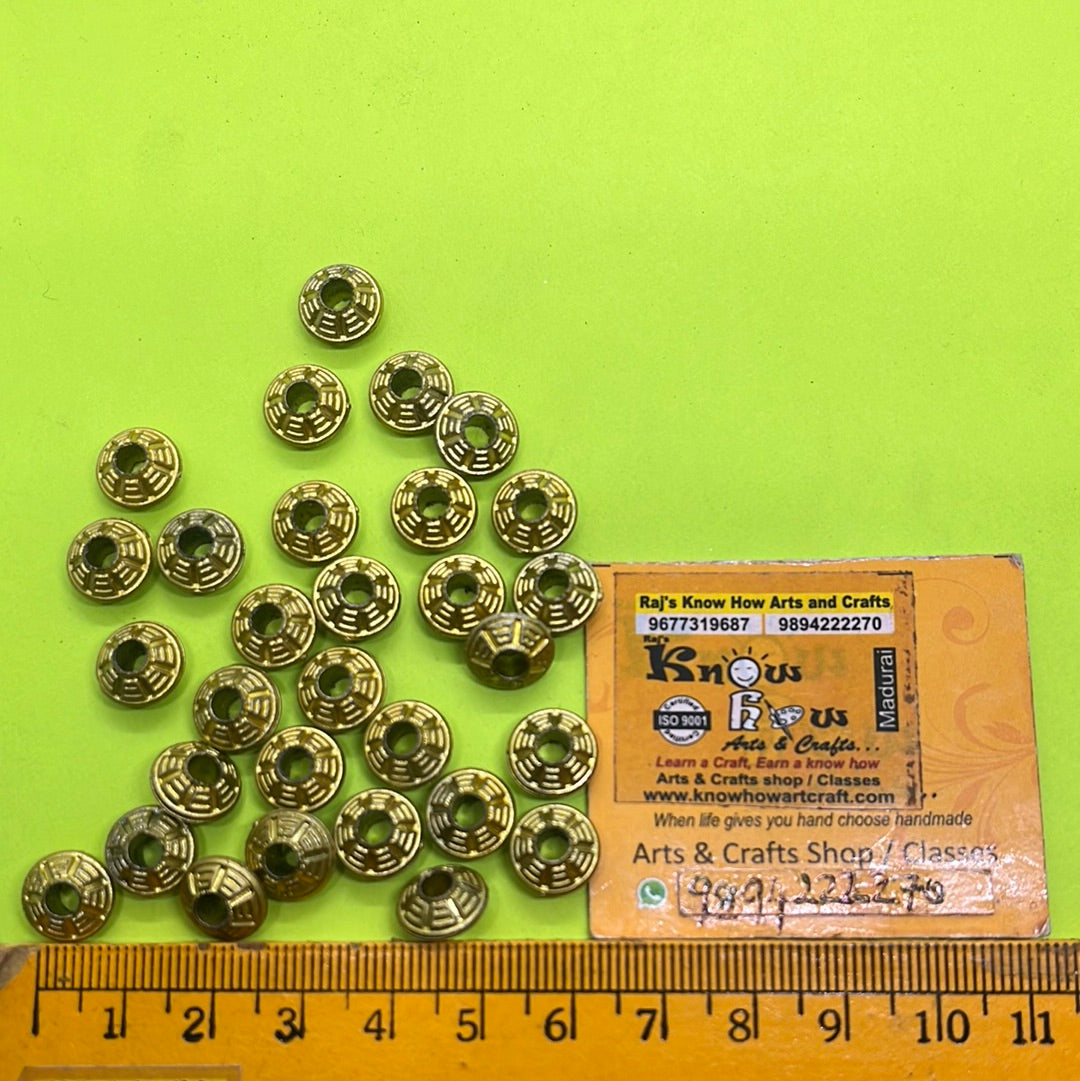 Flat gold Chakri beads-10g in a pack – KnowHowArtCraft