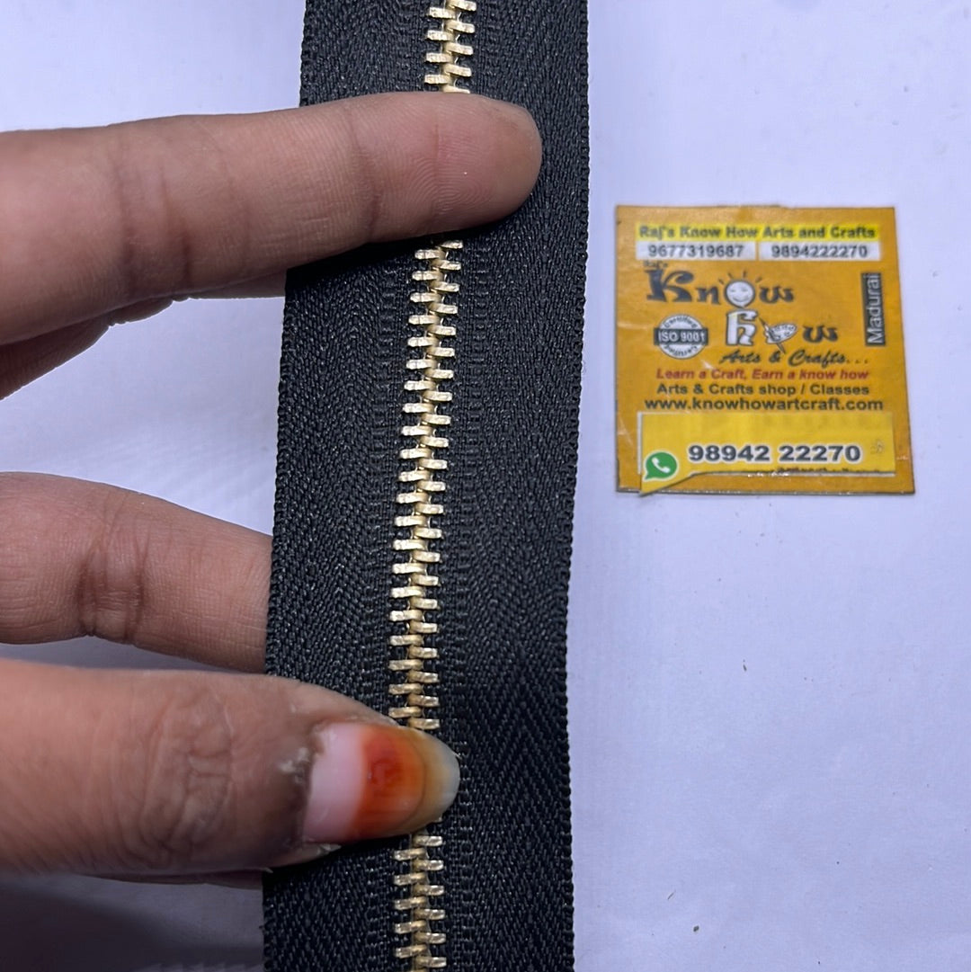 Ribbon golden metal zipper - 1 metre – KnowHowArtCraft