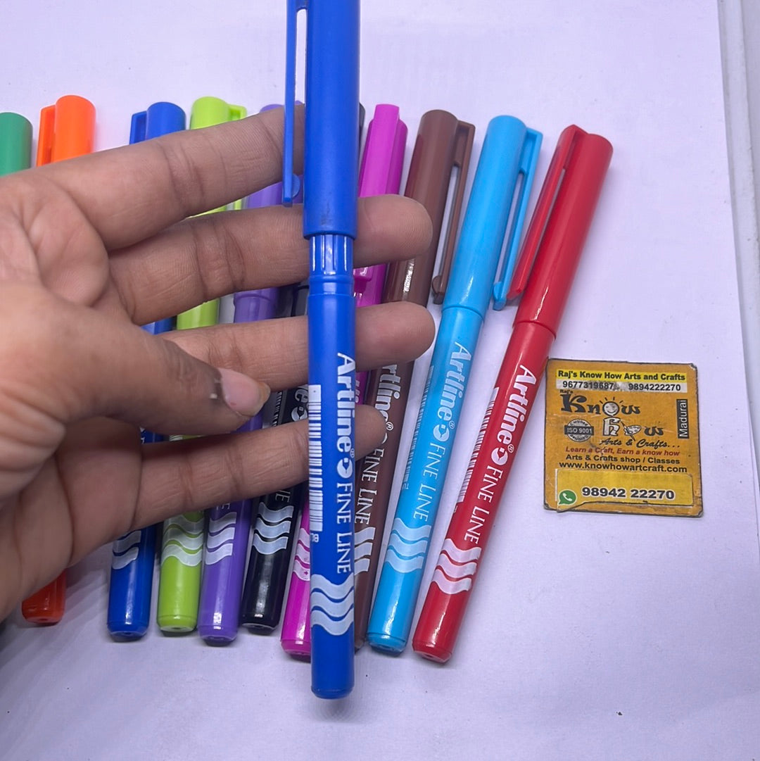 Artline Fine line 10 vibrant multicolour writing pen. – KnowHowArtCraft
