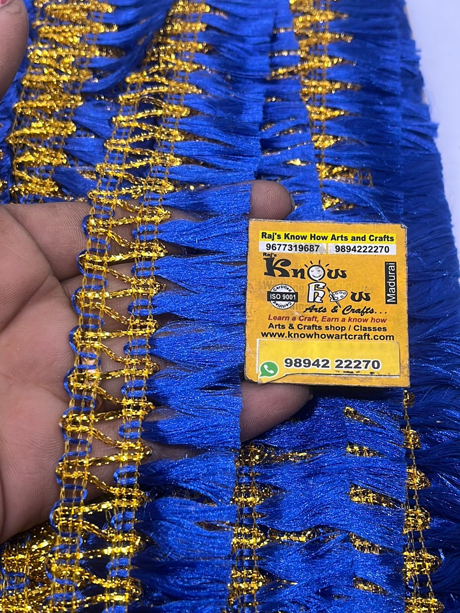 Bright dark blue golden punch lace - 1 meter – KnowHowArtCraft