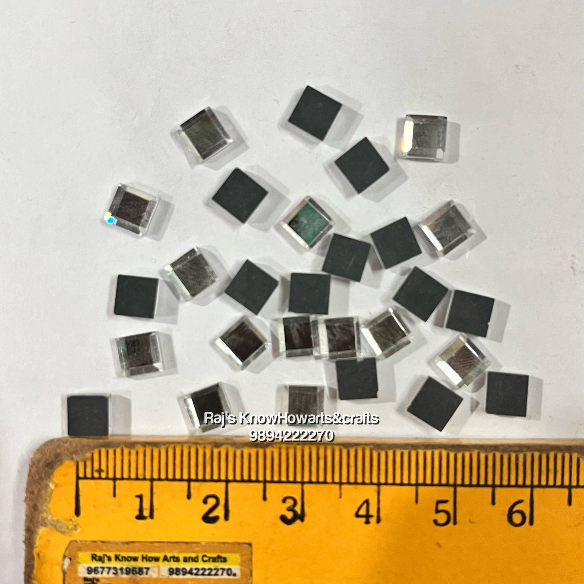 5x5 Mirror square Crystal Glass kundan stone - 50g in a pack ...