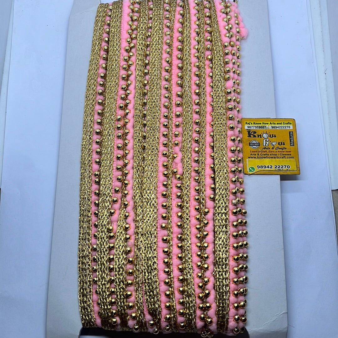 Bright pink golden stone lace - 1 meter – KnowHowArtCraft