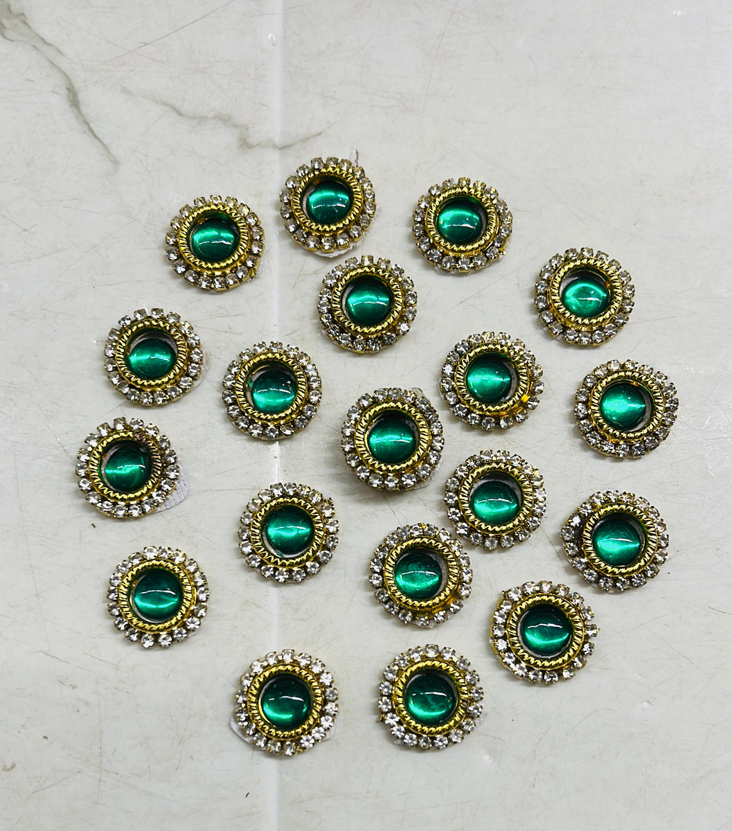 Round green stone embroidery patch small 20piece in a 1pack /GSEPS ...