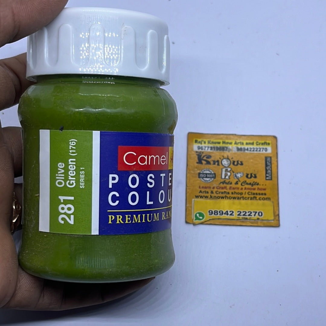 Camel premium poster colours olive green 100 ml – KnowHowArtCraft