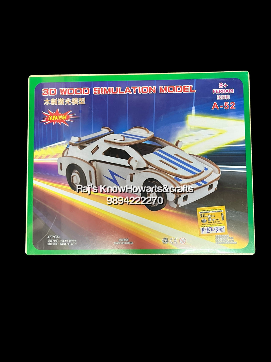 3D wood Simulation model Porsche craft ideas for kids – KnowHowArtCraft