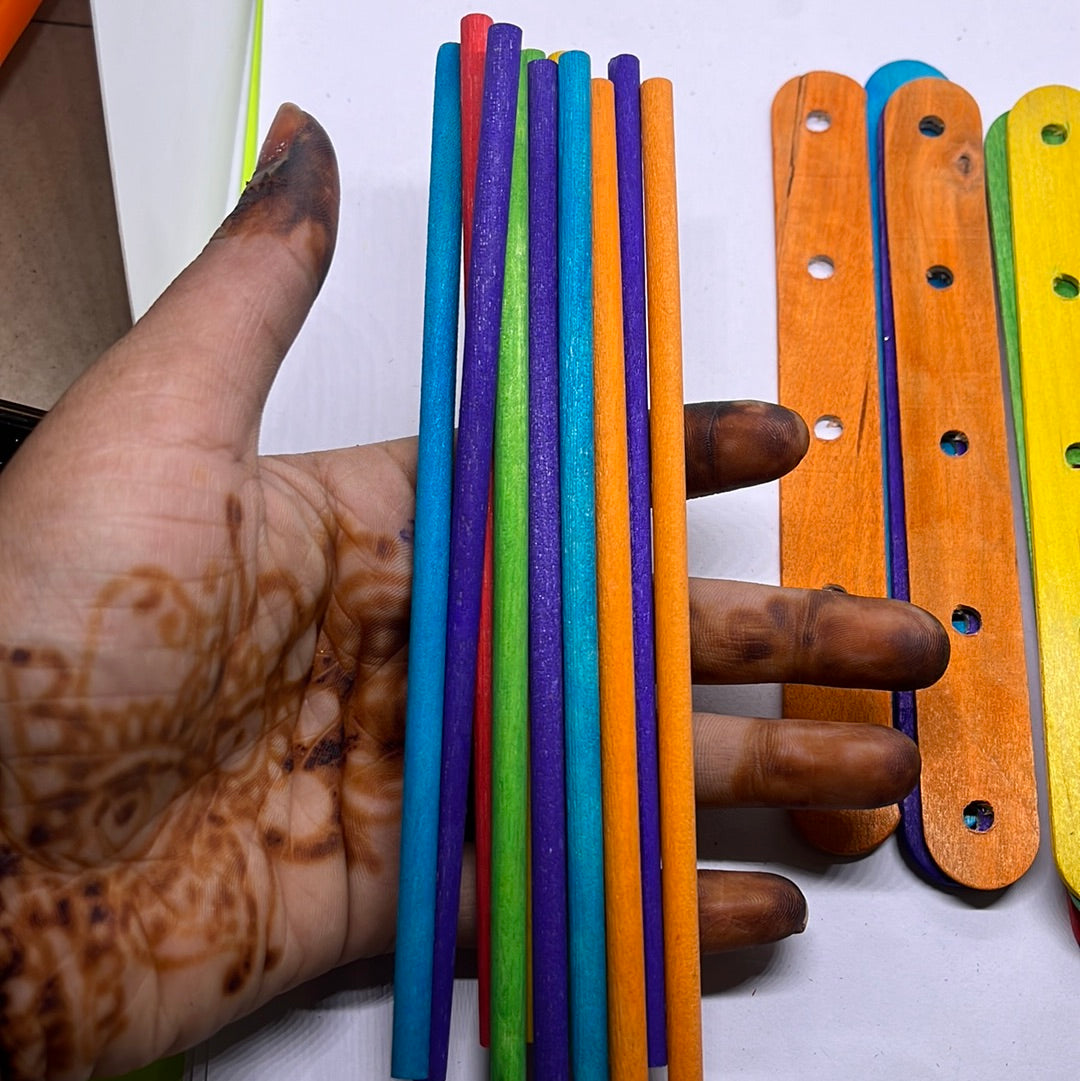 Wooden Icecream multicolor sticks with hole and sticks-1pack ...