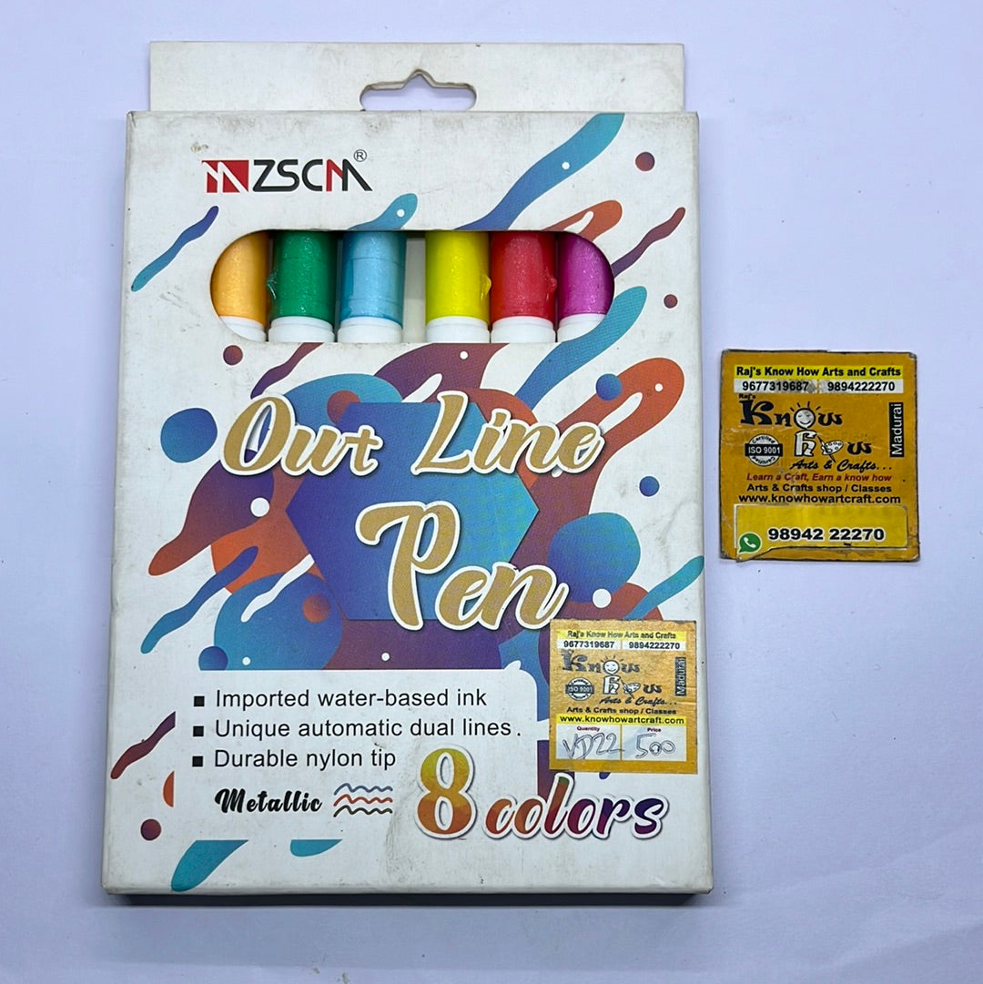 Out line pen 8 colors – KnowHowArtCraft