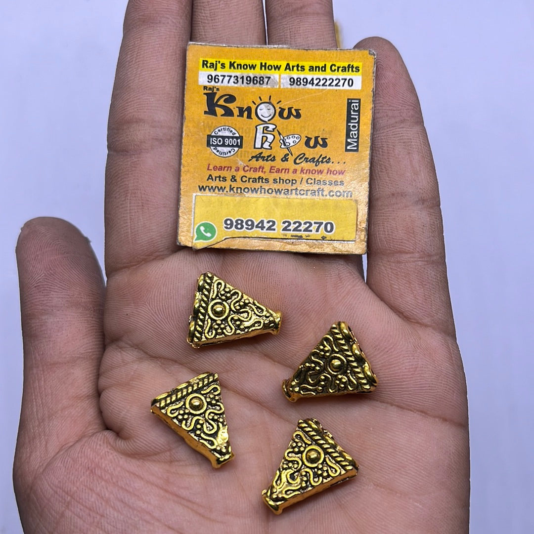 Antique gold three string hole connector for jewelry making 4pc in a p ...