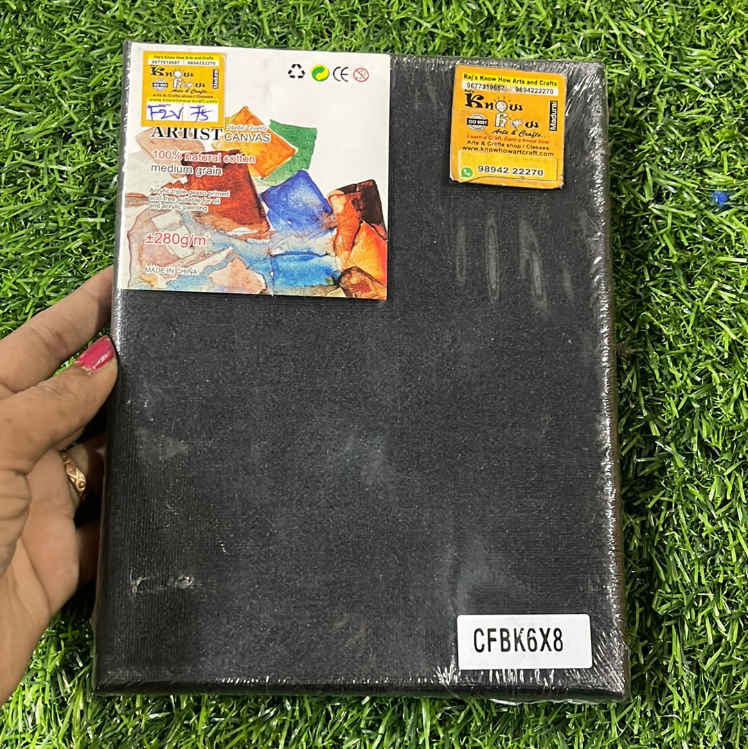 Black Canvas board 6x8 inch – KnowHowArtCraft