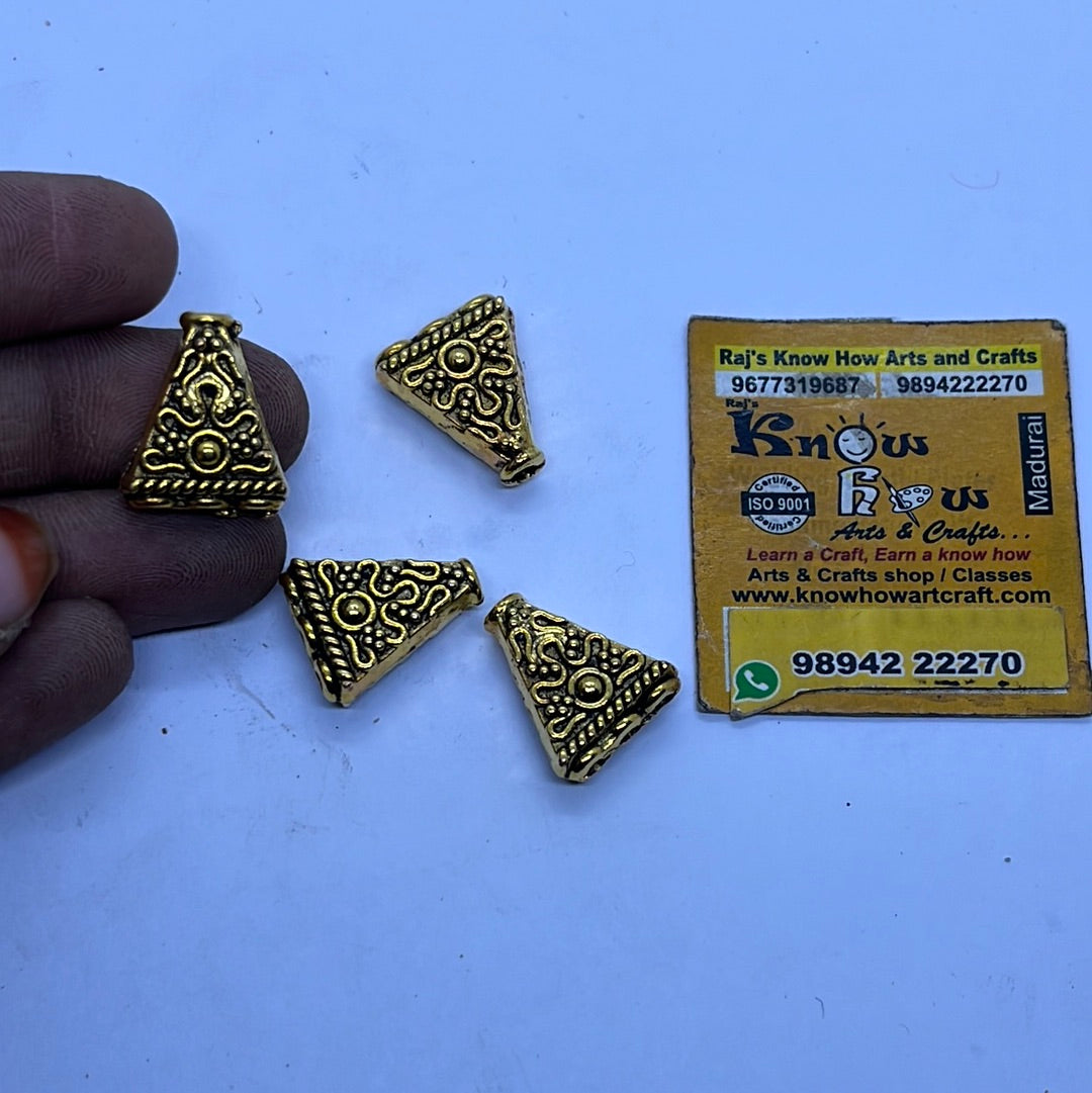 Antique gold three string hole connector for jewelry making 4pc in a p ...