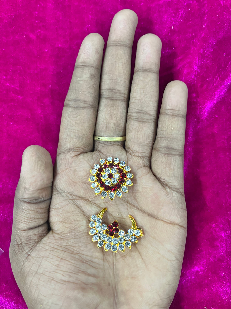 Chandra suriya pirai colour stone fixed medium 2pc set Goddess jewelle ...