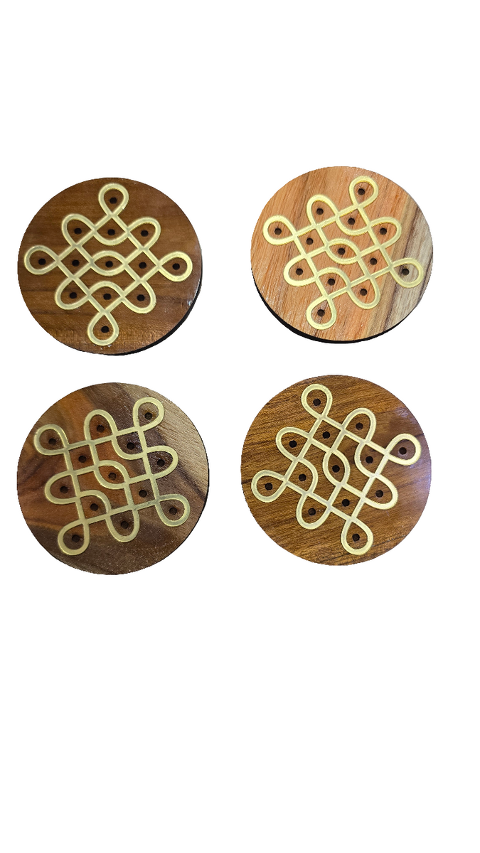 Rangoli teak wood Pooja Swamy stand 6 inch-4 Piece set – KnowHowArtCraft