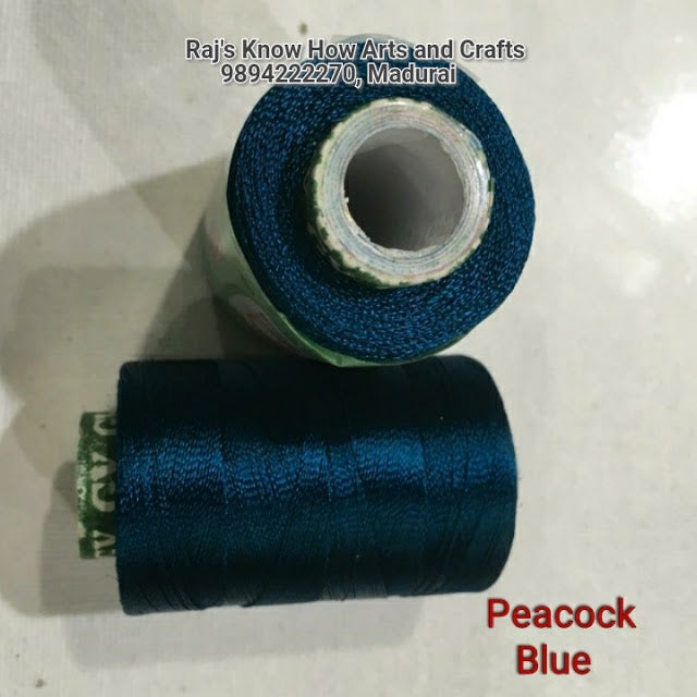 Silk Thread Peacock Blue-1 Roll – KnowHowArtCraft