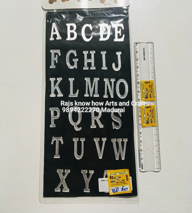 Alphabet letters silver acrylic – KnowHowArtCraft