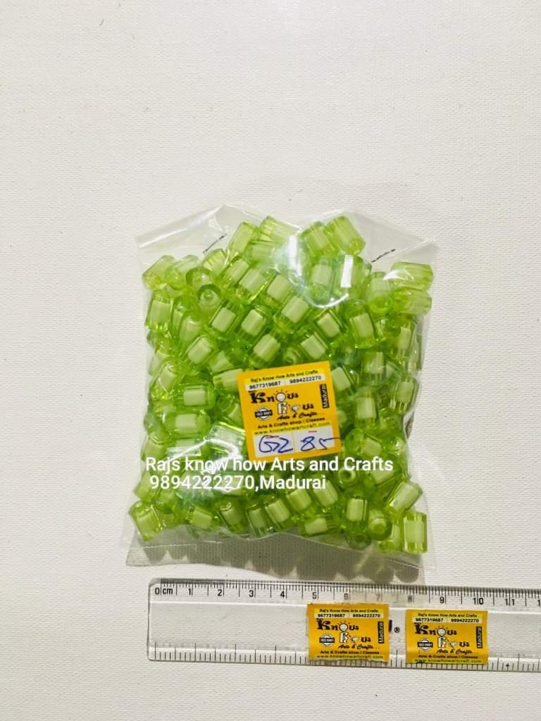Green Glass cut tablet beads small 100g – KnowHowArtCraft